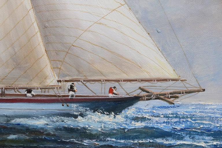 Gaff Rigged Sloop Oil on Canvas For Sale at 1stDibs