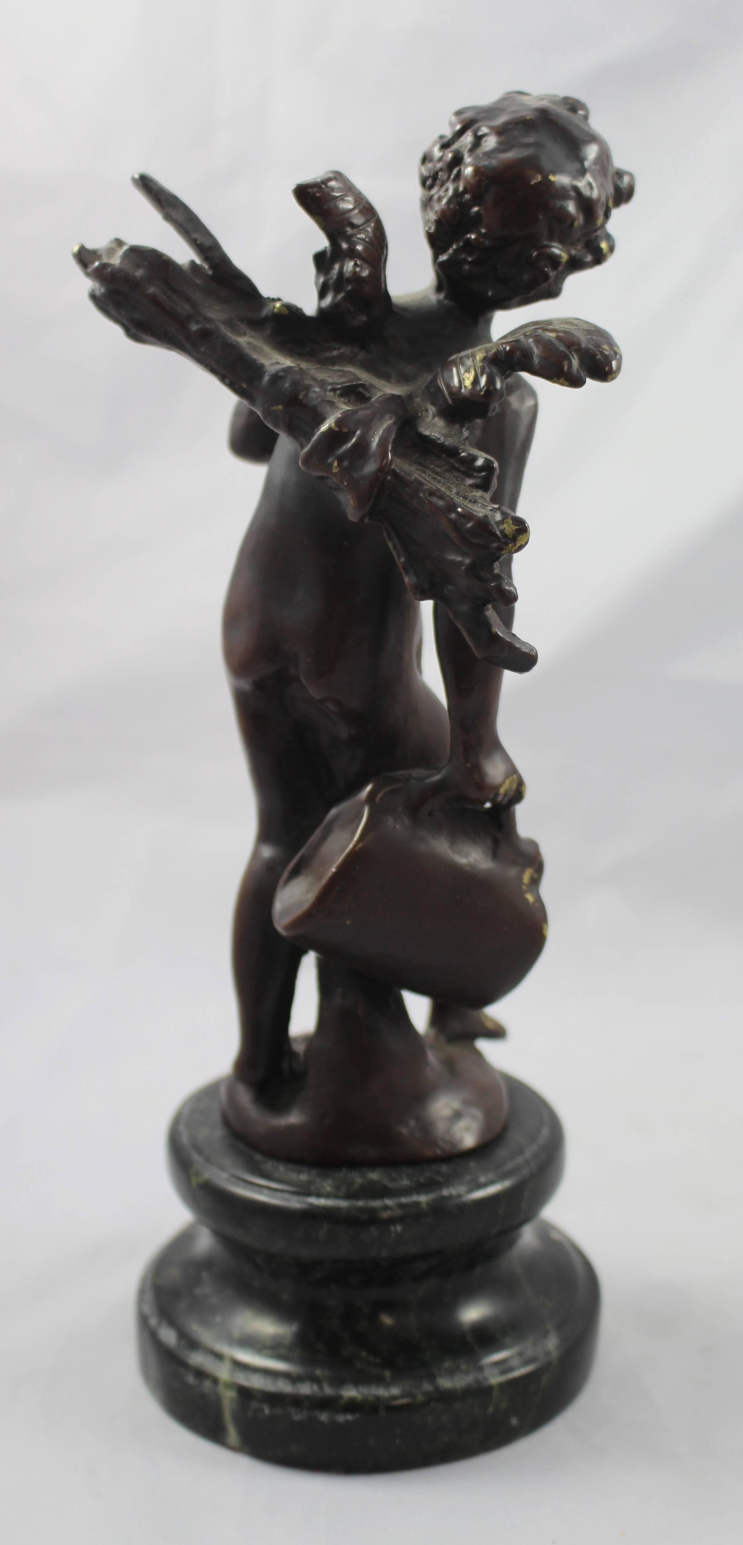 Classical Style Bronze Cherub on Marble Base Statue at 1stDibs | bronze ...