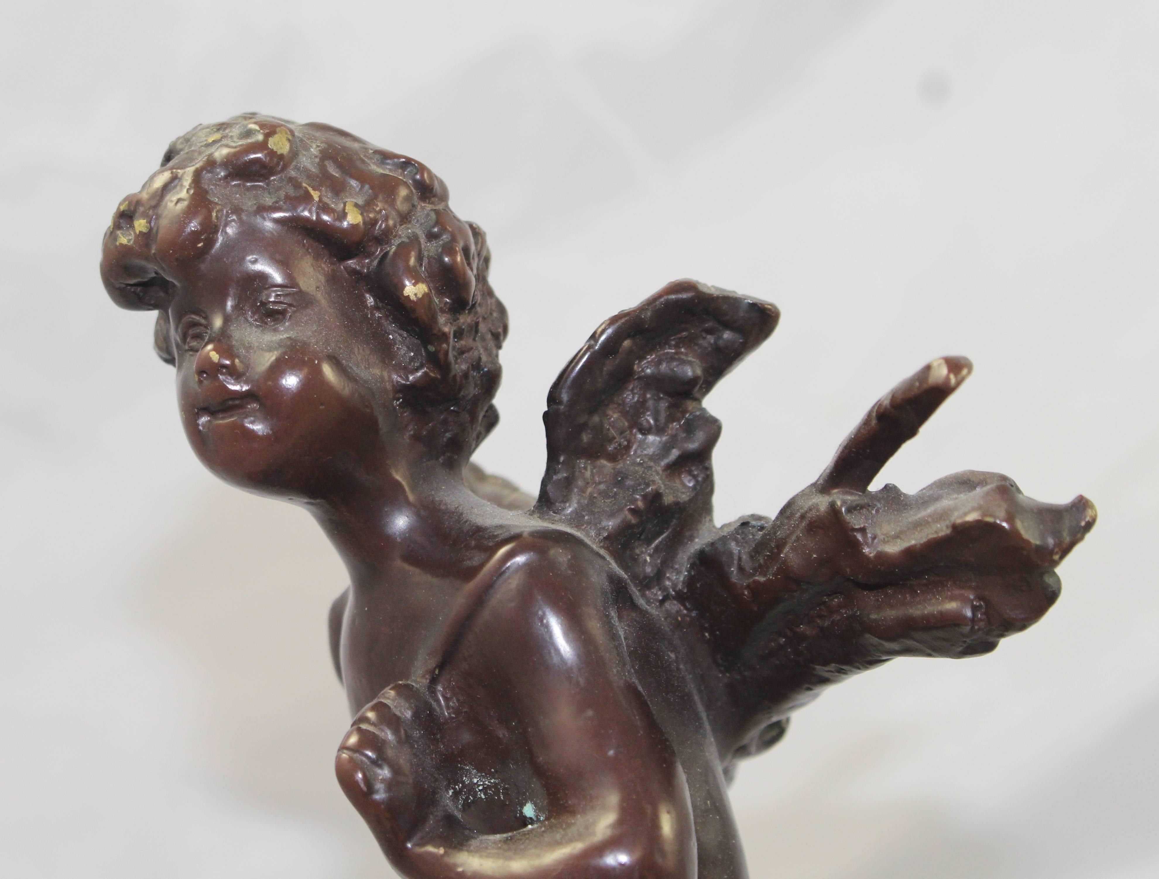 Classical Style Bronze Cherub on Marble Base Statue at 1stDibs | bronze ...