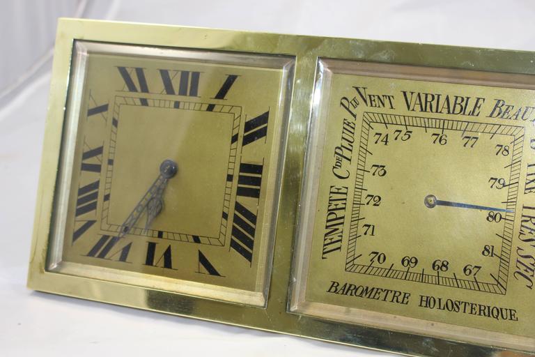 Antique French Brass Desk Clock Barometer by CH Depose at 1stDibs