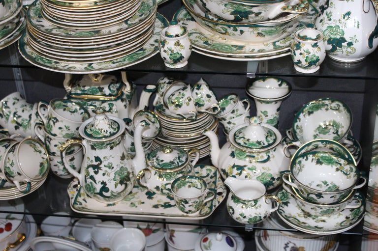 Mason's Ironstone Green Chartreuse Pattern Tea Coffee Dinner Service at ...
