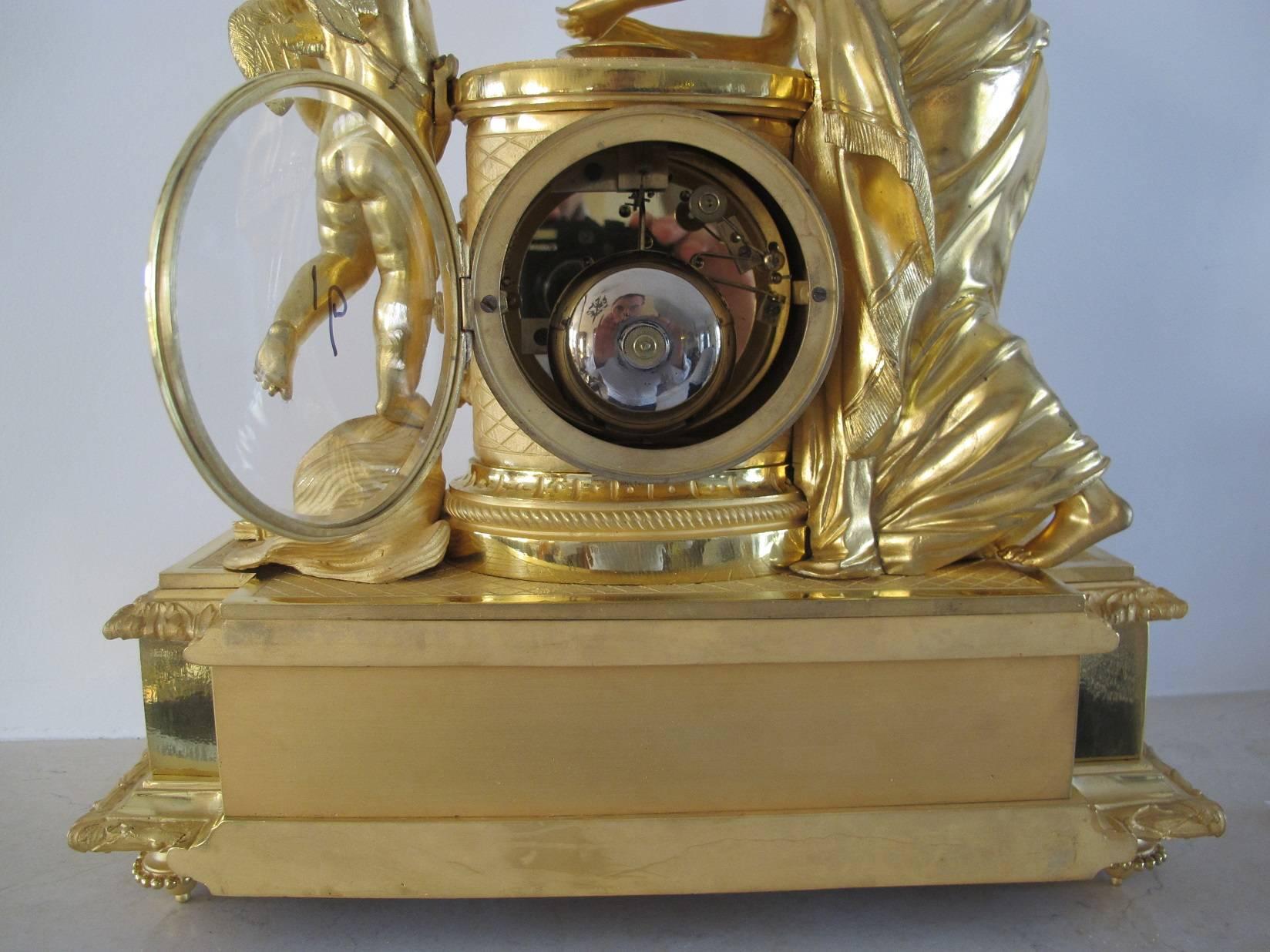 Attractive Mid-19th Century Fire Gilded Clock by Moser a Paris For Sale ...