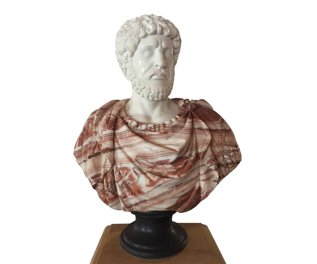 Pair of Large Marble Busts with Complimentary Pedestals at 1stDibs