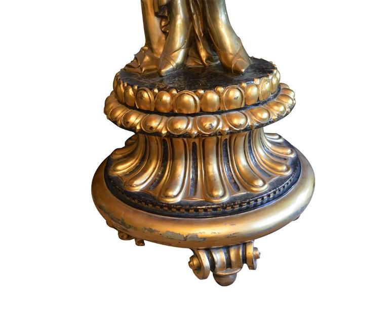 Monumental Bronze Polychrome Signed Statue on Pedestal at 1stDibs