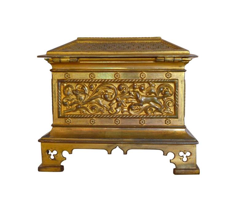 Antique Gilt Bronze Gothic Style Lidded Box at 1stDibs