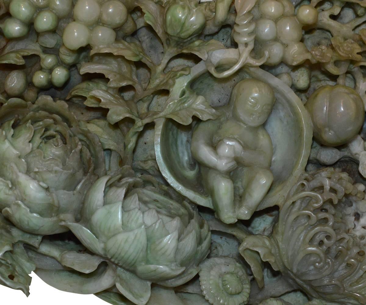 Large Antique Chinese Hand-Carved Jade at 1stDibs