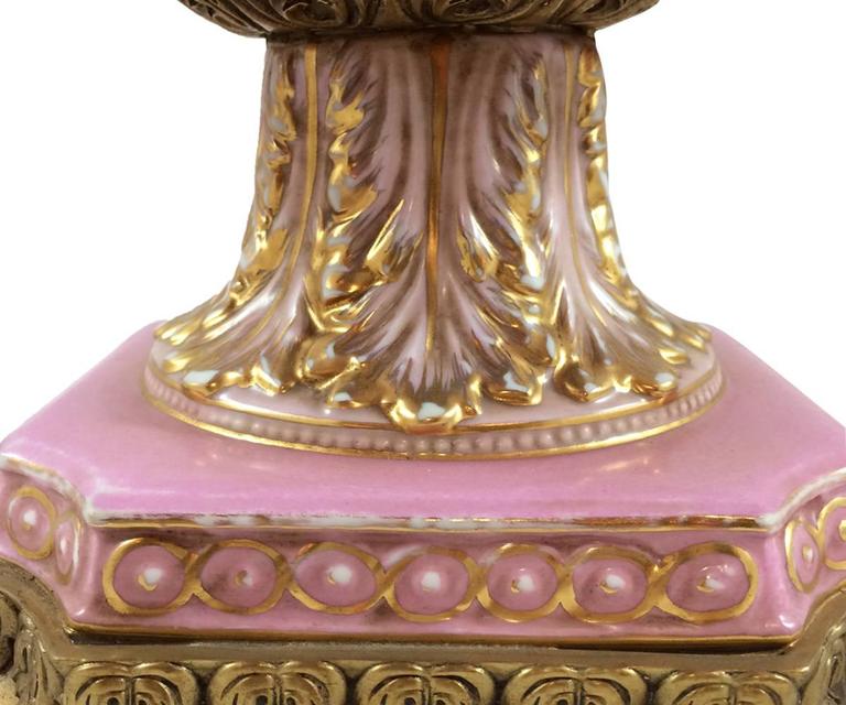Serves Style Gilt Bronze Hand-Painted Porcelain Centerpiece at 1stDibs