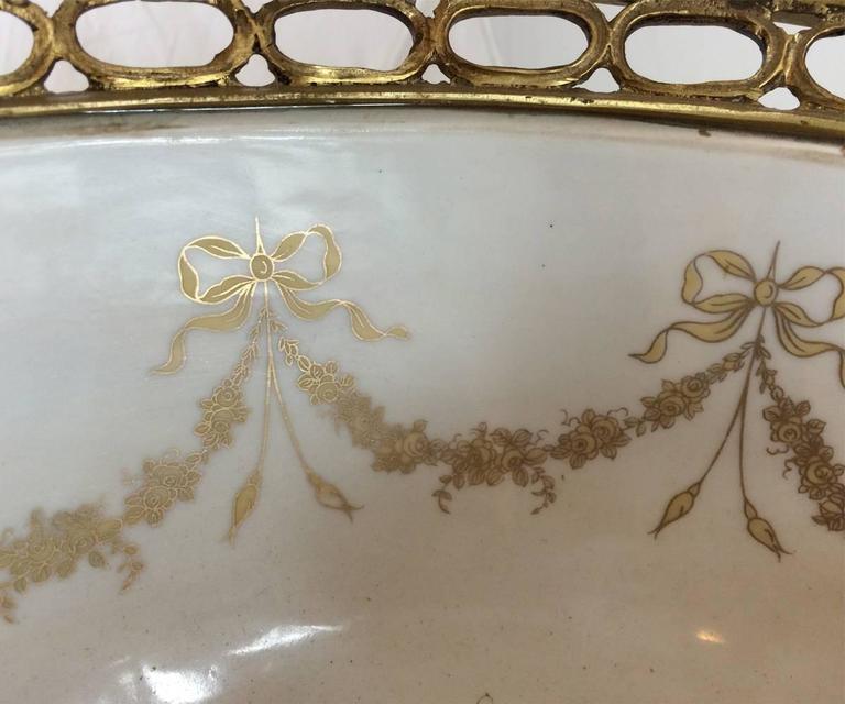 Serves Style Gilt Bronze Hand-Painted Porcelain Centerpiece at 1stDibs