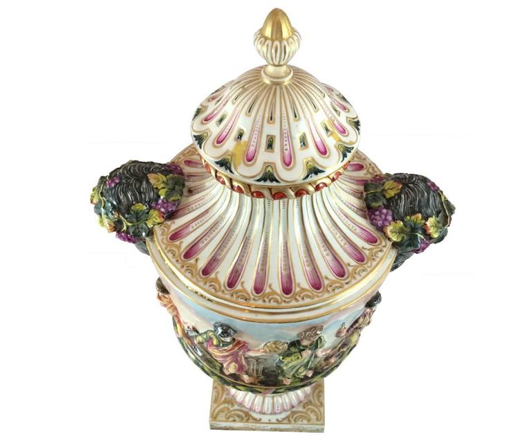 Antique Capodimonte Hand-Painted Urn with Lid at 1stDibs | capodimonte ...