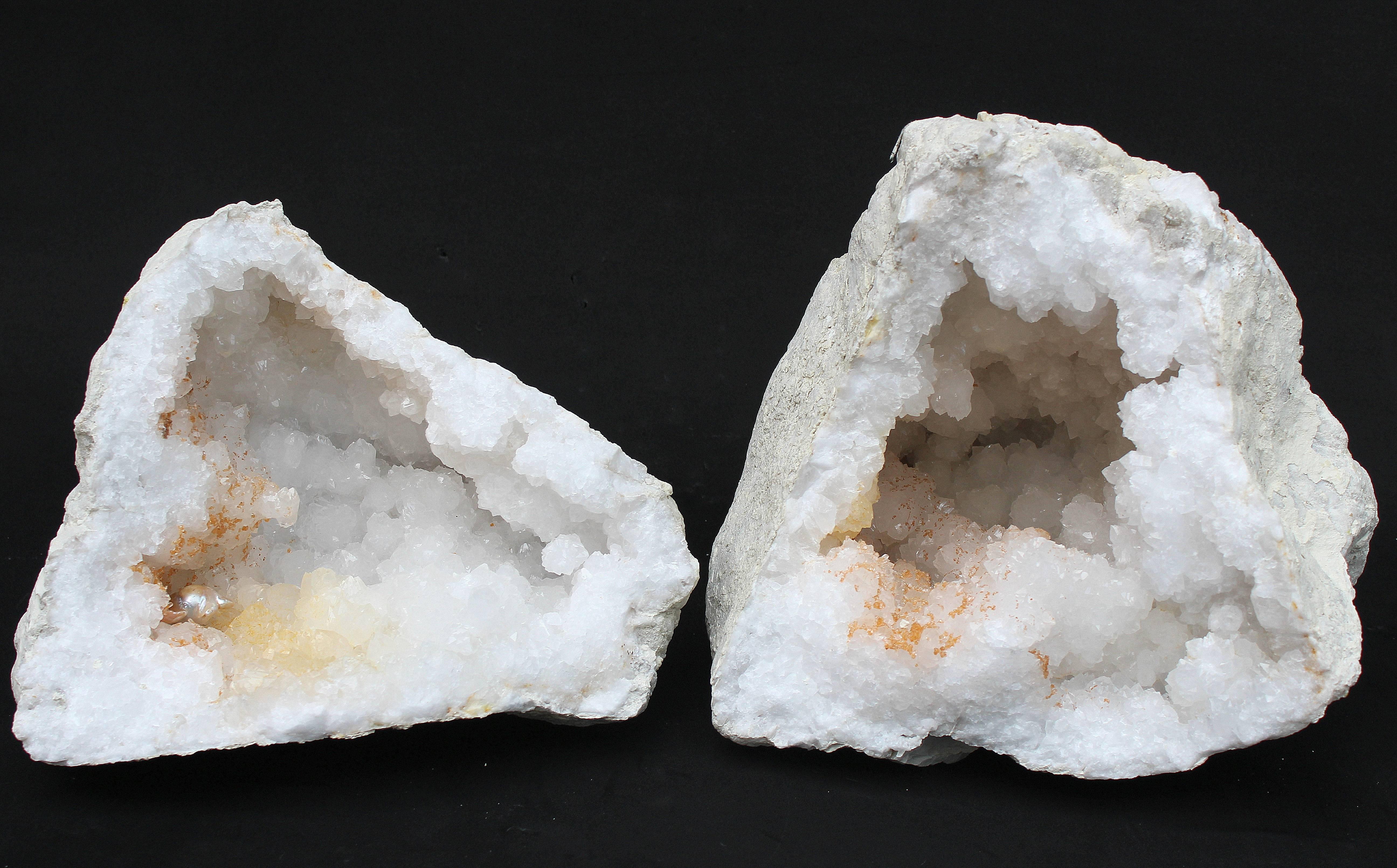 Pair of Huge Moroccan Quartz Geode Decorated with Natural Forming ...