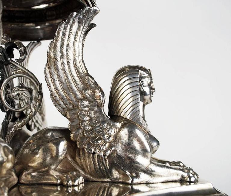 Paul Storr Sterling Silver Centerpiece Sphinx Egyptian, circa 1820 For ...