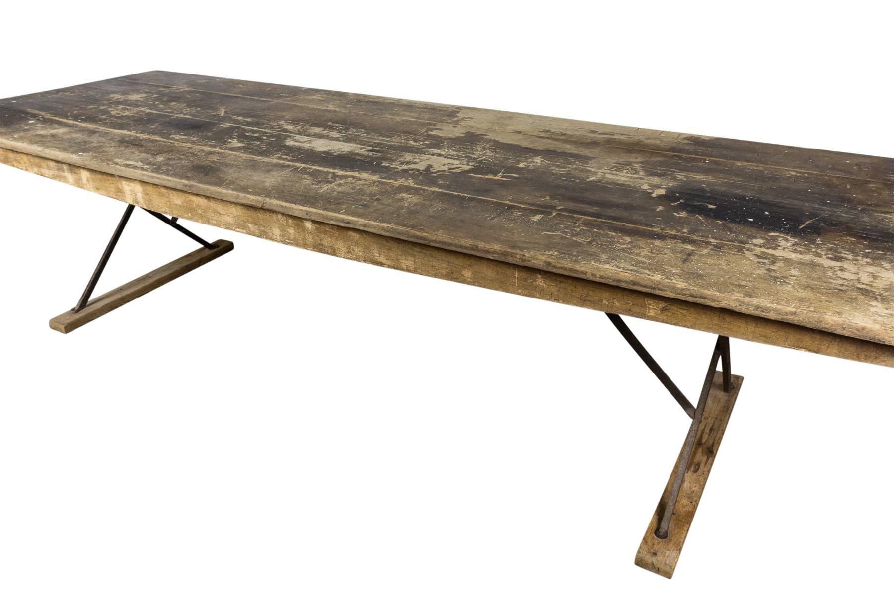 Large Primitive Farm Table at 1stDibs