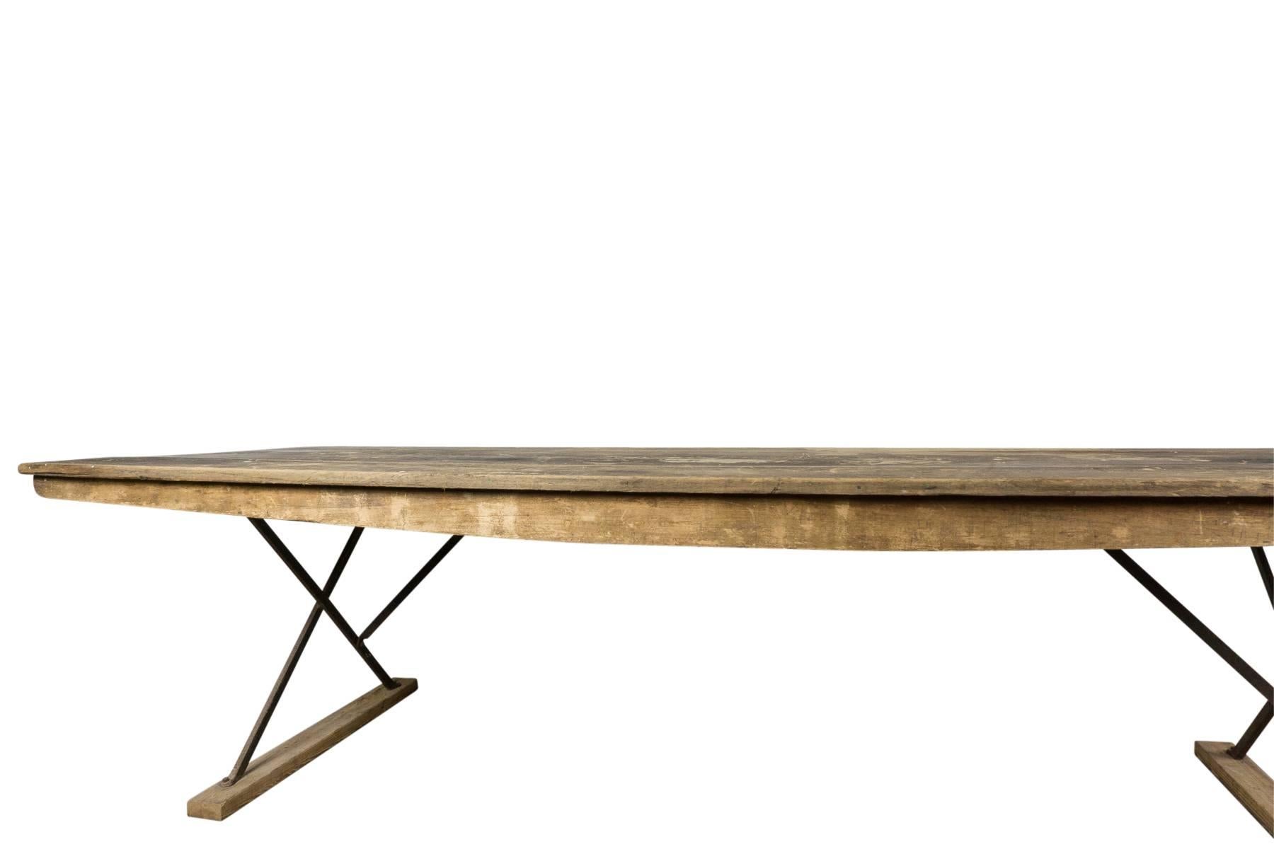 Large Primitive Farm Table at 1stDibs