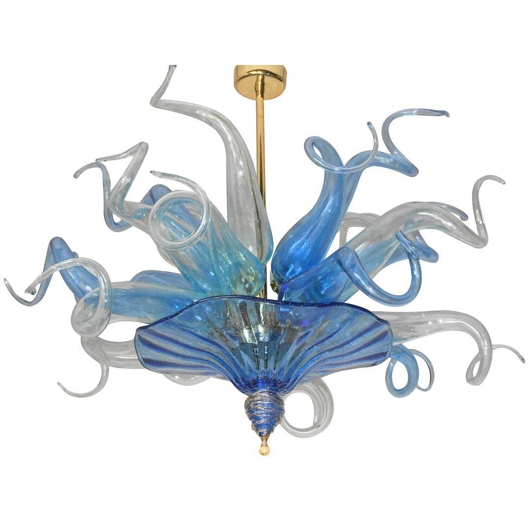 Blue Murano Glass Octopus Chandelier at 1stdibs