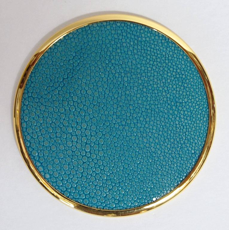 Set of Four-Piece Coasters with Turquoise Shagreen by Fabio Bergomi at ...