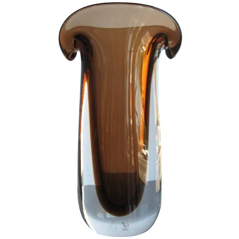Italian Brown Murano Glass Vase by Formia at 1stDibs