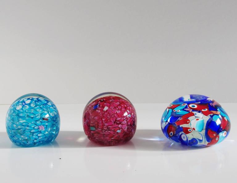 Set of Three Italian Murano Glass Paperweights For Sale at 1stDibs ...