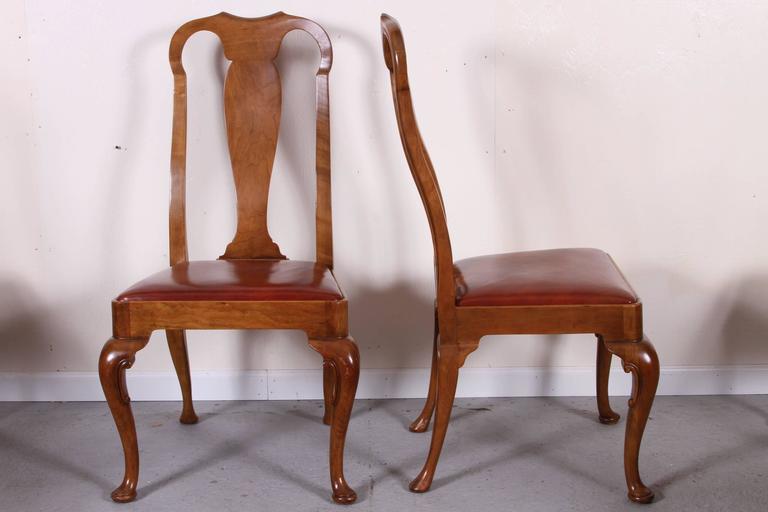 Set of Six Walnut Queen Anne Style Dining Chairs by Baker at 1stDibs