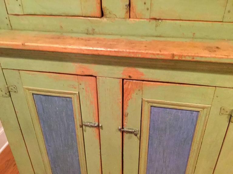 Antique Painted Step Back Cupboard at 1stDibs