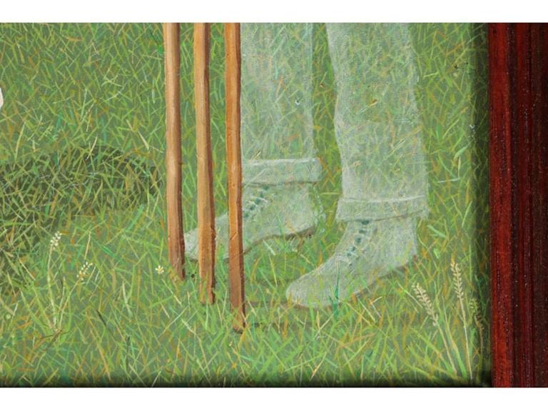 James M. Grainger Oil on Board Titled "At The Cricket Club" For Sale at ...