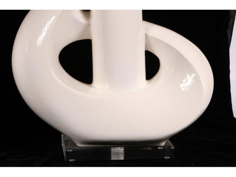 Pair of Mid-Century Abstract Ceramic Lamps on Lucite Bases at 1stDibs