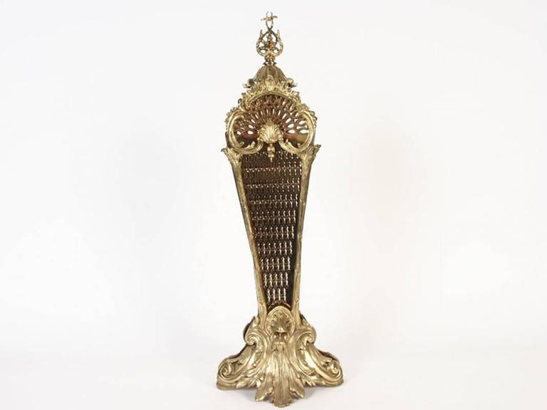 Antique Continental Fan Form Fire Screen For Sale at 1stDibs