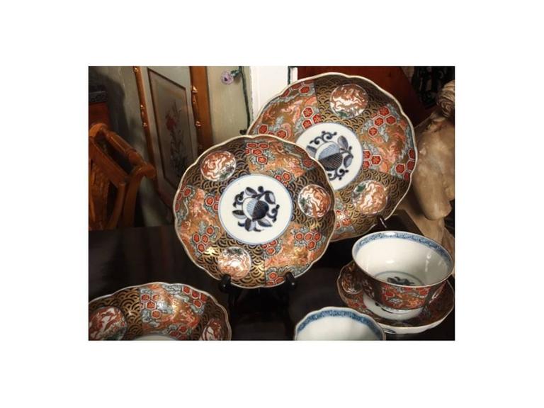 Extensive 132 Piece Antique Imari Dinnerware Collection in a Lacquered ...