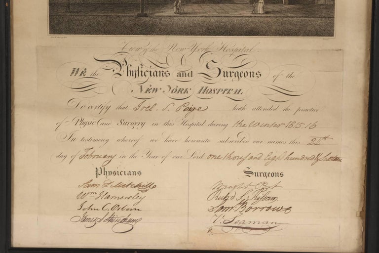 Early 19th Century Medical Document from New York Hospital with ...