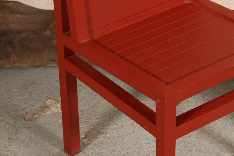 Pair of Modern Side Chairs in Red Paint For Sale at 1stDibs