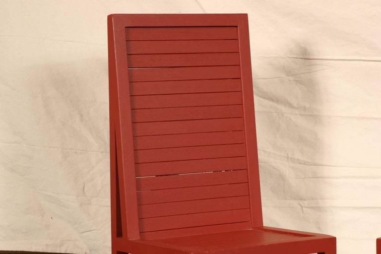 Pair of Modern Side Chairs in Red Paint For Sale at 1stDibs