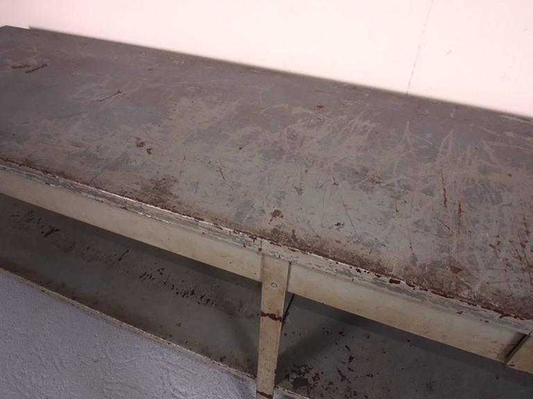 Large Vintage Metal Industrial Work Table at 1stDibs