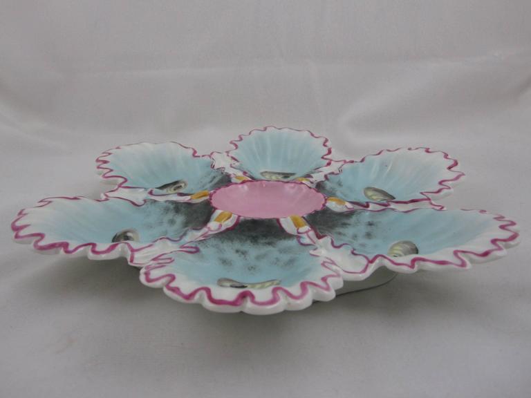 Antique Continental Porcelain Ruffled Edge Hand-Painted Oyster Plate at ...