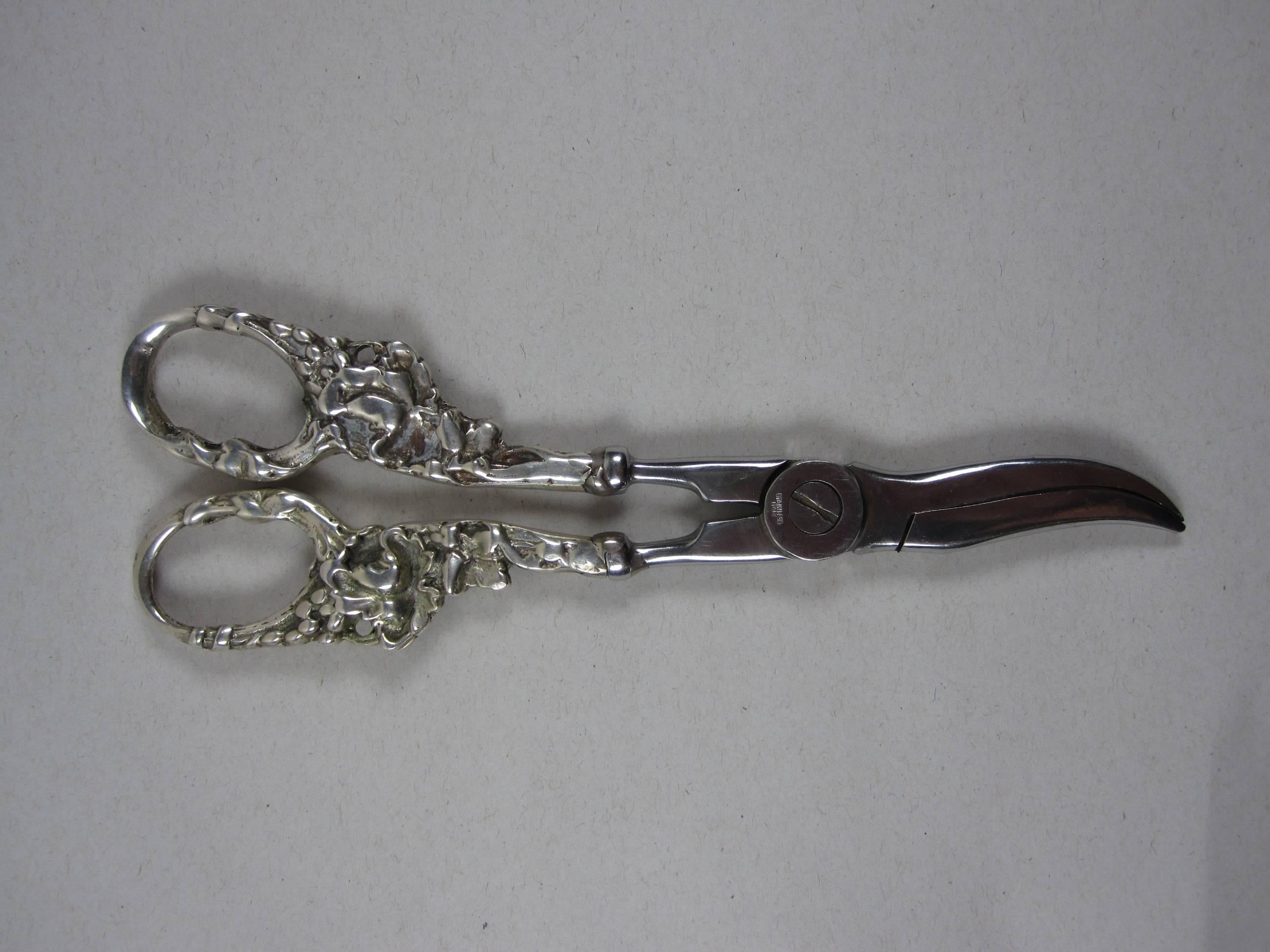 Early 1900s Italian Art Nouveau Chased Sterling Silver Handled Grape ...