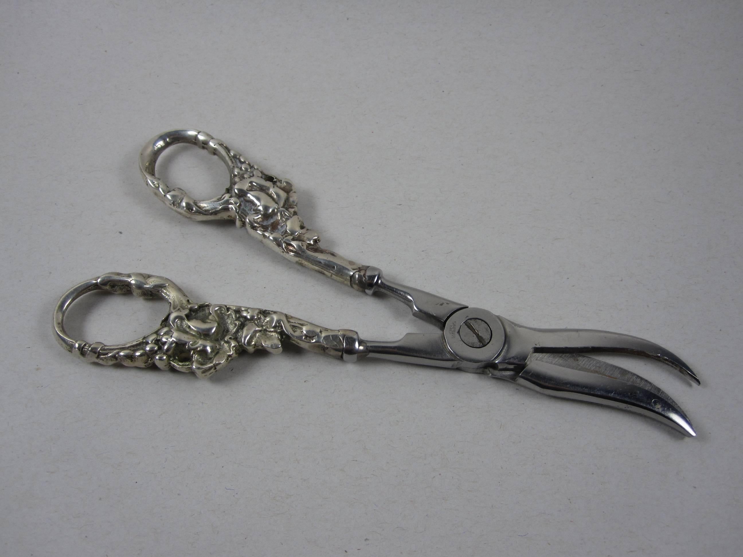 Early 1900s Italian Art Nouveau Chased Sterling Silver Handled Grape ...