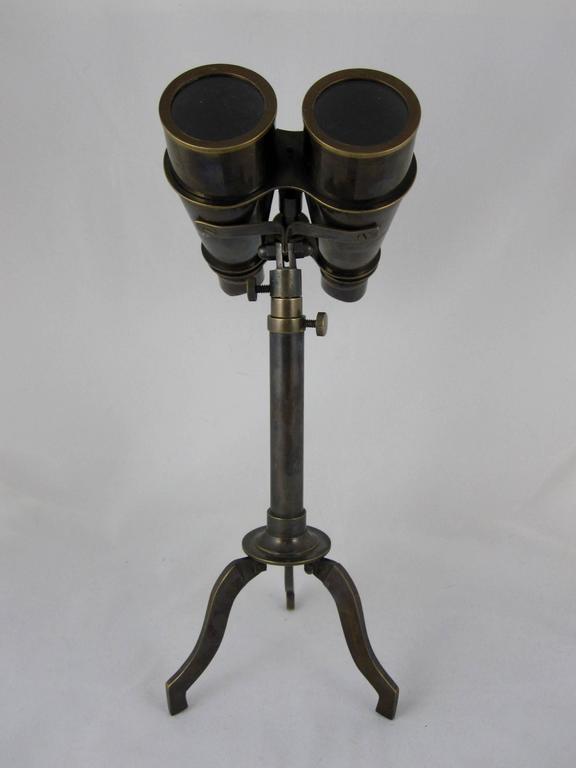 Vintage Brass Field Binoculars with Removable Folding Tripod Stand at ...