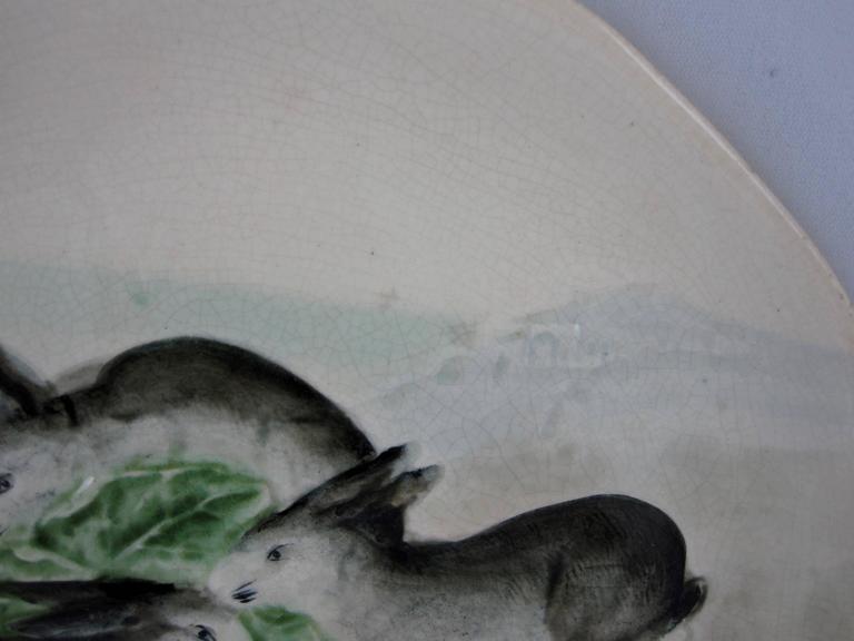 Choisy-le Roi French Majolica Bunny Rabbit Plate 'a' at 1stDibs