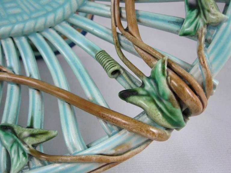 19th Century Sarreguemines French Majolica Wicker and Morning Glory ...