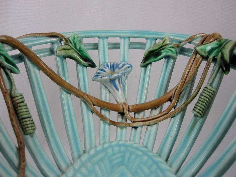 19th Century Sarreguemines French Majolica Wicker and Morning Glory ...
