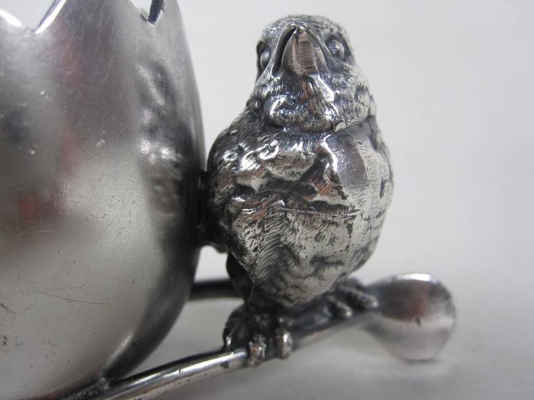 19th Century Silver Plate Bird and Egg Shell on Wishbone Engraved ...