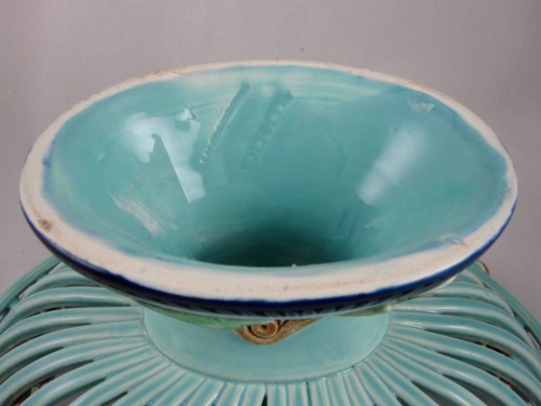 19th Century Sarreguemines French Majolica Wicker and Morning Glory ...