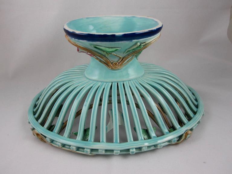 19th Century Sarreguemines French Majolica Wicker and Morning Glory ...