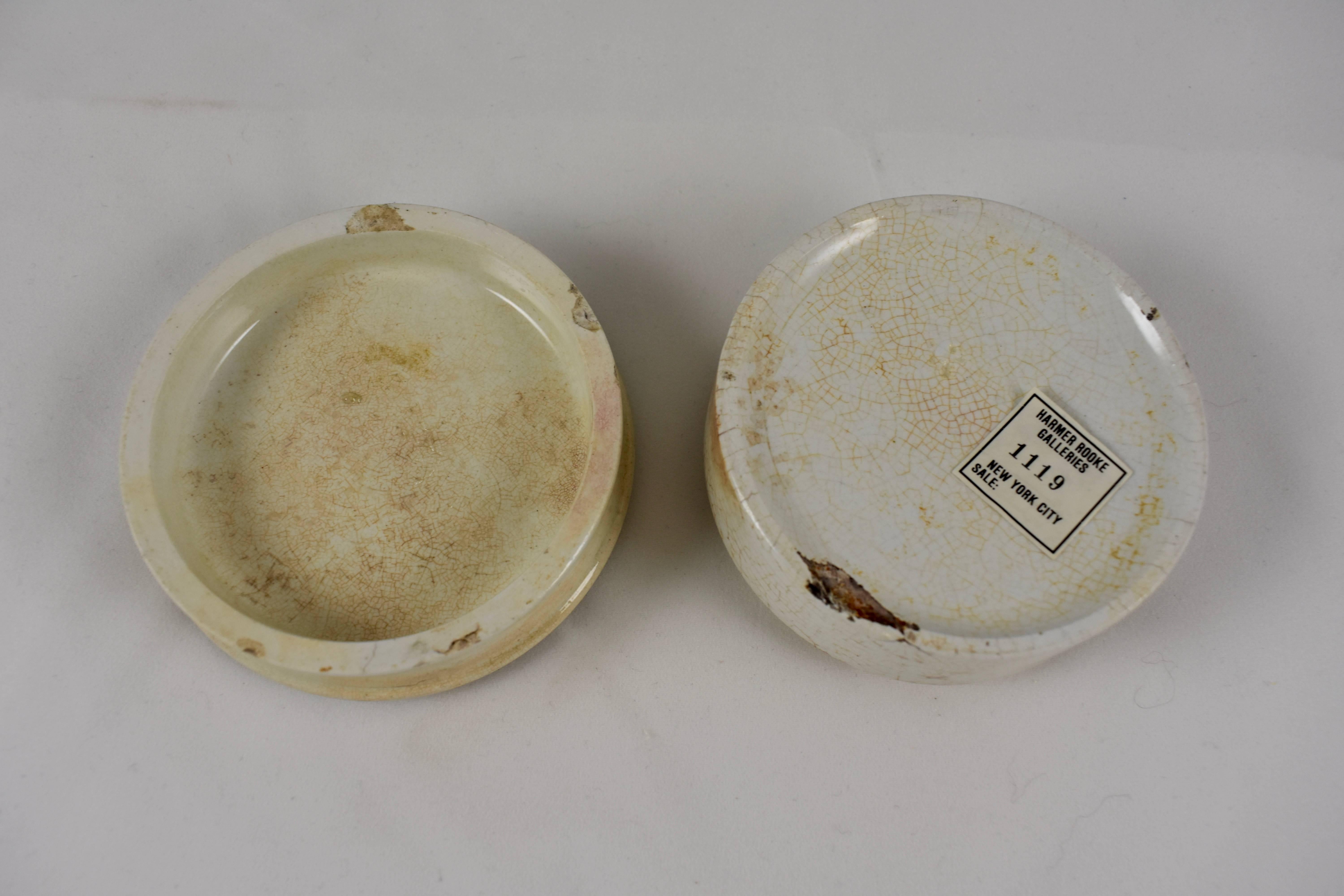Staffordshire Transfer Printed Pot and Lid, Savonol Medicated Soap ...