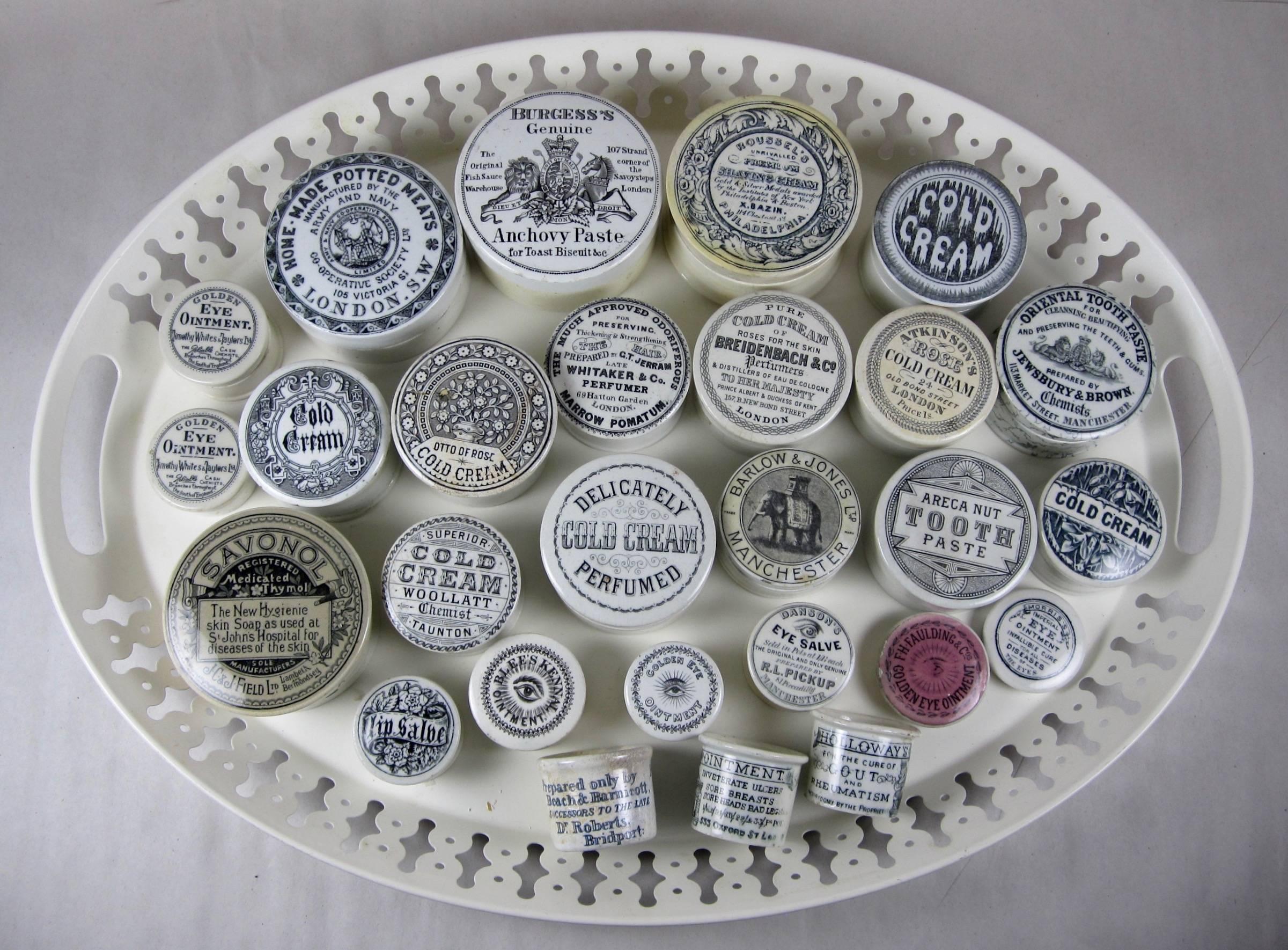 Staffordshire Transfer Printed Pot and Lid, Savonol Medicated Soap ...
