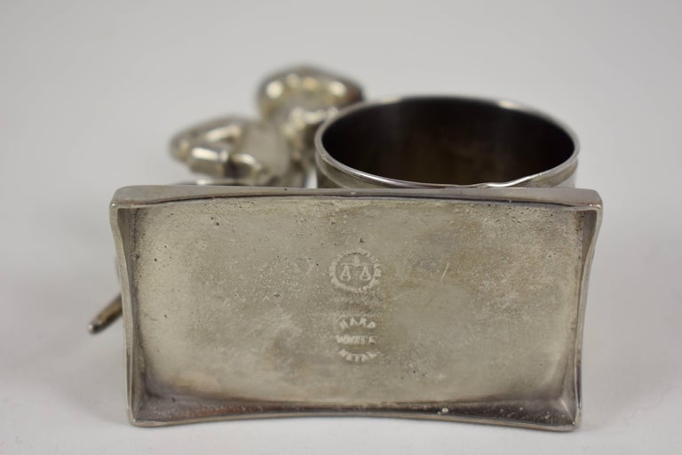 Silver Victorian Era Aesthetic Movement Figural Napkin Ring, Colonial ...