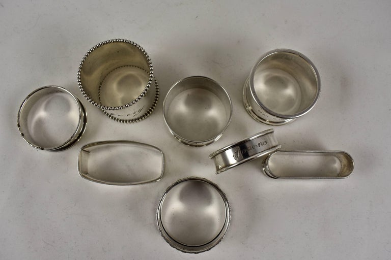 Sterling Silver Antique Napkin Rings, a Mixed Set of Eight For Sale at ...