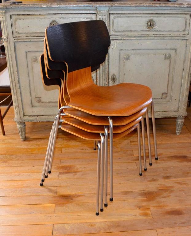 Set of four Hammer Chairs 3103 by Arne Jacobsen for Fritz Hansen, 1970 ...