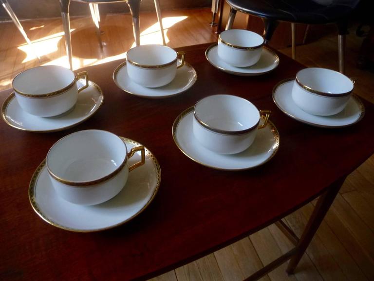 Fine Limoges Porcelain Coffee Service Set of Six Cups by Legrand ...