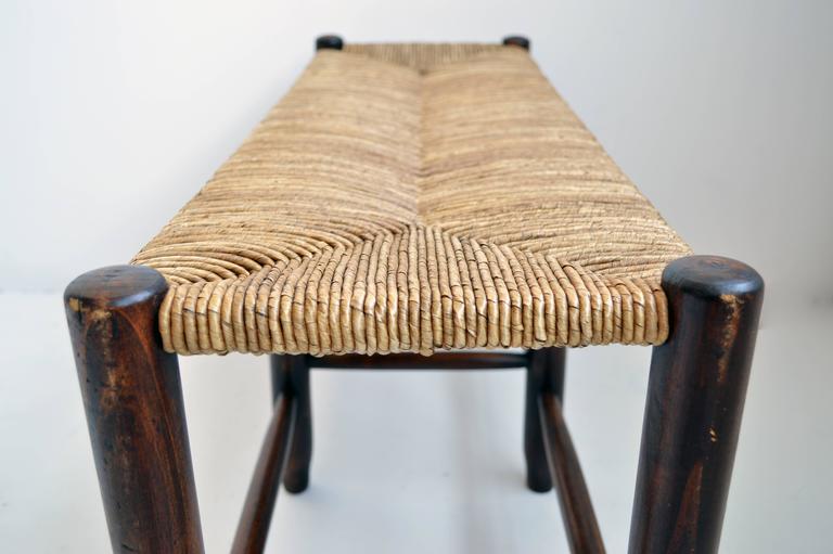 Wood Bench with Woven Rush Seat at 1stDibs