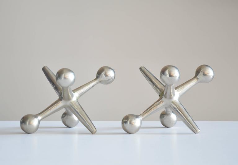 Set of Two Chrome Jacks Sculptures For Sale at 1stDibs