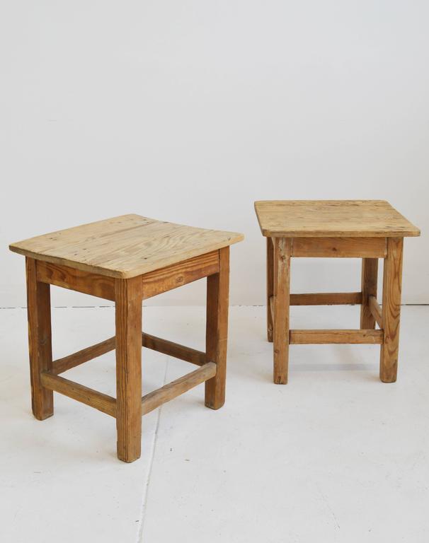 Pair of Vintage Rustic Wood Side Tables at 1stDibs